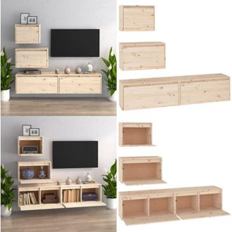 vidaXL TV-Schränke 4 Stk. Massivholz Kiefer - TV-Schrank - Massivholzmöbel - Kiefernholz - Wohnwand - Regal - Home & Living
