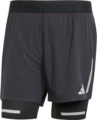 adidas Mens Short de Running réfléchissant 2 en 1 Ultimate, Black, S