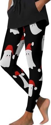 Generic Leggings de No&euml;l pour femmes taille haute pantalon de yoga long motif de No&euml;l mignon leggings d&eacute;contract&eacute;s pantalons de travail femmes noir, Blanc., X