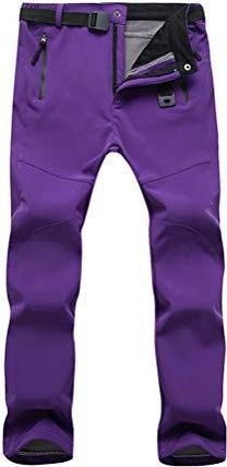 Onsoyours Pantalons De Randonnée Femmes Respirants Pantalons Softshell Trekking Thermiques Pantalons De Ski Outdoor Sport Coupe-Vent Imperméables A Violet 3XL
