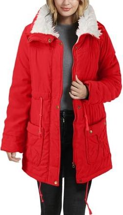 Generic Vestes pour femmes 2026 chaud et velours taille outillage veste revers manteau manches longues, Rouge, 3XL