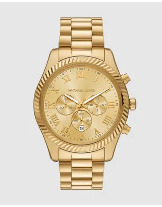 Michael Kors Lexington Chronograph-Uhr aus goldfarbenem Edelstahl in Gold