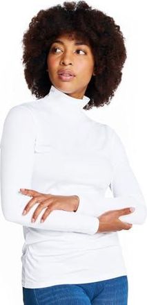 Lapasa Haut Thermique Col Cheminée Femme Maillot de Corps à Manches Longues sous-Vêtements Automne-Hiver Chaud L87 Fin, Blanc, XXL