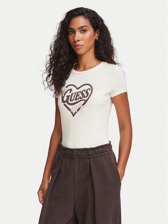 Guess T-Shirt V6YI09 K4276 Creme Slim Fit