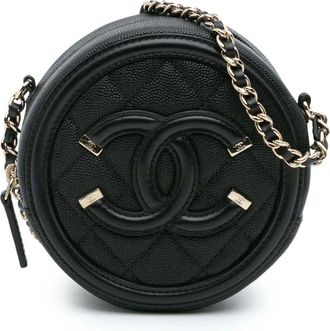 Chanel Hobo Bags - Caviar CC Filigree Round Clutch with Chain - Gr. unisize - in Schwarz - für Damen