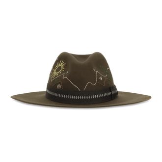 Golden Goose Bestickter Fedora-Hut - - Accessories - unisex - Gr&uuml;n - S