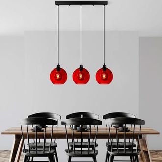 Opviq Elegant Red Chandelier, Adjustable Height 40-120 cm, Metal Body, 3 x E27 Sockets, 70 x 20 x 120 cm | Perfect for Modern Living Spaces, Stylish & Funct