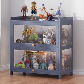 Generic 3-stöckiger Durchsichtiger Vitrinenschrank, Kuriositätenschrank mit Acryltüren, Klapptürdesign, for Wohnzimmer und Schlafzimmer(Gray,60cm/23.6in)