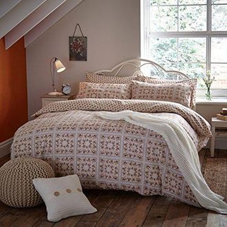 Catherine Lansfield geb&uuml;rstet Vintage Patchwork Double Bettbezug-Set, Natur