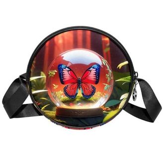 Generic Sac &agrave; bandouli&egrave;re rond pour femme, petit sac &agrave; bandouli&egrave;re avec fermeture &eacute;clair et bretelles r&eacute;glables style d&eacute;contract&eacute; pour femmes et filles