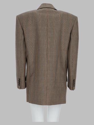 Saint Laurent Prince of Wales Check Wool Blazer - Beige