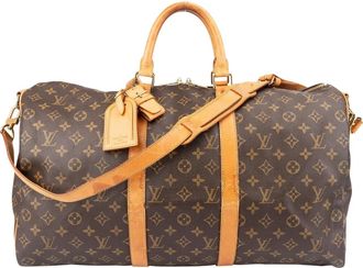 Louis Vuitton Crossbody Bags - Louis Vuitton Canvas Monogram Keepall 50 Bandoulie - Gr. unisize - in Braun - für Damen