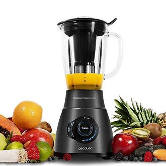 Cecotec Mixeur Blender - Mixeur Am&eacute;ricain Power Black Titanium 1800. 1800W avec 6 Lames en Titane noir, Bol en verre 1,8L de Capacit&eacute;, Filtre pour Jus, 6 Vite