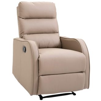 HOMCOM 160&deg; manuell verstellbarer Relaxsessel mit Fu&szlig;st&uuml;tze, breite Sitzfl&auml;che, gepolsterter Drehsessel aus Kunstleder f&uuml;r Schlafzimmer, Wohnzimmer und Wohnb