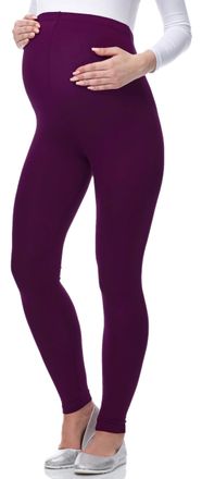 Be Mammy Lange Umstandsleggings aus Viskose Leggings Blickdicht Damen, Maternity Clothing, Ideal f&uuml;r die Schwangerschaft BE-02 (Pflaume, XL)