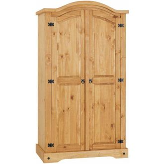 IDIMEX Armoire SALSA avec 2 portes style mexicain, en pin massif finition teint&eacute;e/cir&eacute;e