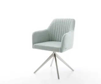 DELIFE Drehstuhl Greg-Flex Stripes Mint Kreuzgestell breit Edelstahl 360&deg; drehbar Wippfunktion, Esszimmerst&uuml;hle