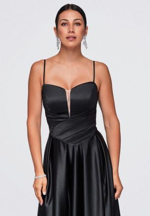 Ombre Abendkleid Damen Abendkleid mit herzf&ouml;rmigem Ausschnitt und asymmetrischem (kein Set, 1-tlg) in Unifarbe