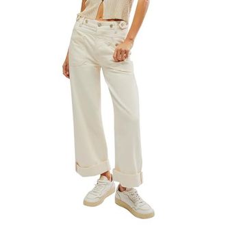 Generic Jean coupe droite pour femme - Taille haute - Jambes larges - Avec poches - Coupe droite - &Eacute;l&eacute;gant - Couleur unie - Confortable - Jambe droite - Basiq