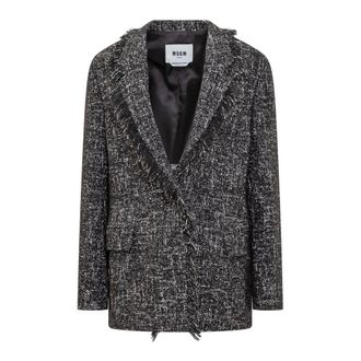 Msgm Msgm, Femme, Vestes, Noir, Taille: 40 FR Blazer en boucl&eacute; avec micro-sequins