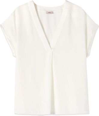 Oltre Bluse aus Viskose-Cr&ecirc;pe mit V-Ausschnitt - - Blouses & Shirts - Damen - Wei&szlig; - S