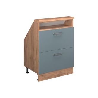 Vicco Meuble de Rangement sous Pente Rion, Bleu-Gris/ch&ecirc;ne dor&eacute;, avec 2 tiroirs