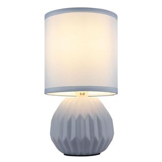 Globo Lighting Tischlampe blau Keramik Nachttischlampe Tischleuchte Beistelllampe Wohnzimmerlampe Textil, 1x E14, DxH 12 x 23 cm