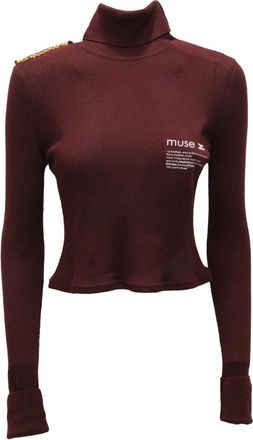 Elisabetta Franchi Femme, Pulls, Rouge, Taille: 46 FR Dolcevita Cropped Sweater