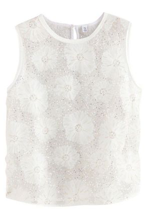 Next Blusentop Perlenbesticktes Paillettentop mit floralem Muster (1-tlg)