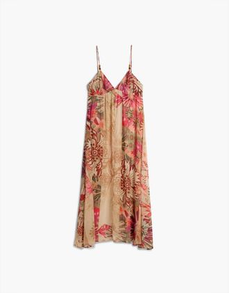 Desigual Gemustertes Maxikleid in Rosa