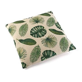 VERSA 21350030 Kissen Quad Füllung Tropic, Polyester, Weiß/Grün, 45 x 45 x 15 cm