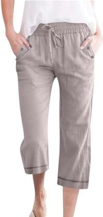 Generic Pantalon décontracté décontracté pour femme avec cordon de serrage, couleur unie, grande taille, trois quarts décontracté, pantalon dété décontracté p