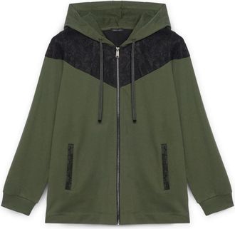 Fiorella Rubino Femme, Sweatshirts et sweats à capuche, Vert, Taille: 44 FR Sweat à capuche avec insert en dentelle
