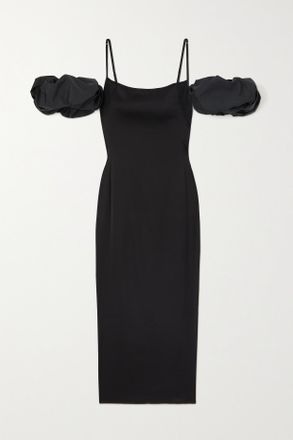 Jacquemus Chouchou Wandelbares Midikleid Aus Duchesse-satin - Schwarz