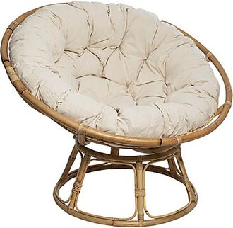 PEGANE Fauteuil chaise en rotin coloris beige pour terrasse jardin et salon - Longueur 113 x largeur 109 x Hauteur 80 cm