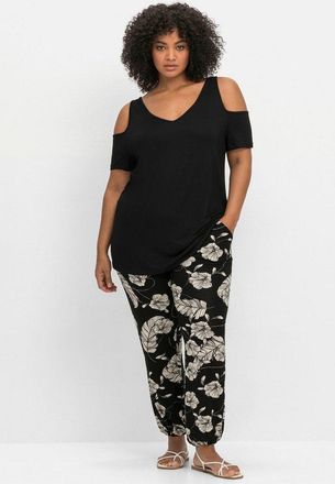 Sheego T-Shirt V-Shirt. mit V-Ausschnitt, im schulterfreien Look