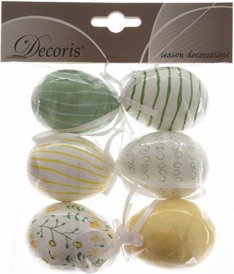 Kaemingk Anh&auml;nger Ostereier Fresh Easter Schaumstoffei wei&szlig;, gelb, gr&uuml;n - Ostern - Fr&uuml;hling - Osterschmuck