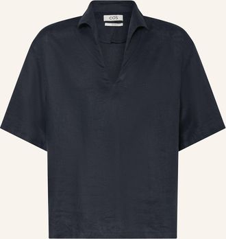 COS Cos Kurzarm-Hemd Relaxed Fit Aus Leinen blau