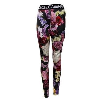 Dolce & Gabbana Femme, Pantalons, Multicolore, Taille: 36 FR Leggings Activewear en jersey imprim&eacute; floral