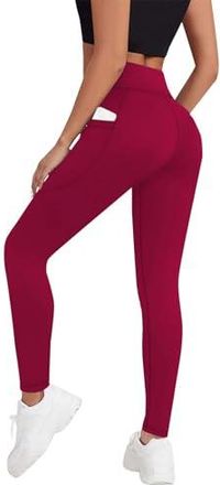 Generic Legging de yoga taille haute pour femme - Legging de sport pour femme - Legging de contr&ocirc;le du ventre avec poches - Pantalon de yoga &eacute;lastique doux - 