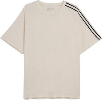 Yohji Yamamoto Homme, Sport, Blanc, Taille: XS T-shirt Manches Courtes Bords Franches 3 Bandes