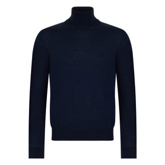 Roberto Collina Baumwollpullover mit hohem Kragen - - Knitwear - Herren - Blau - S