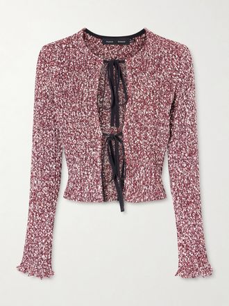 Proenza Schouler Cardigan En Boucl&eacute; De Coton M&eacute;lang&eacute; &Agrave; Liens Colette - Bordeaux