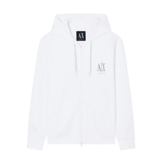 A|X Armani Exchange Homme, Sweatshirts et sweats &agrave; capuche, Blanc, Taille: L SweaT-shirt zipp&eacute; &agrave; capuche avec poches avant