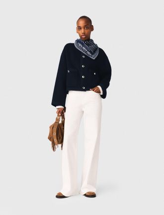 Maje Doubleface-jacke Mit Flechtborten - Marineblau - Maje