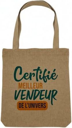 Fabulous Sac Shopping Tote Bag Aspect Lin - Certifi&eacute; meilleur Vendeur de lunivers Marchand Boutique - Sac de Courses Toile Epaisse 360g Beige Naturel Cabas Por