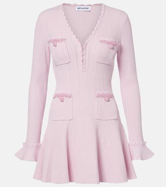 Self Portrait Verziertes Minikleid aus Rippstrick