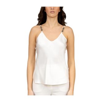 Max Mara Satin Slip Kleid mit V-Ausschnitt - - Tops - Damen - Wei&szlig; - XL