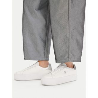 Calvin Klein Sneakers Calvin Klein Flatform Lace Up Lth Met YW0YW01929 Wei&szlig;