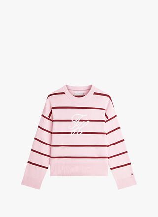 Tommy Hilfiger Pull logo &agrave; rayures en coton